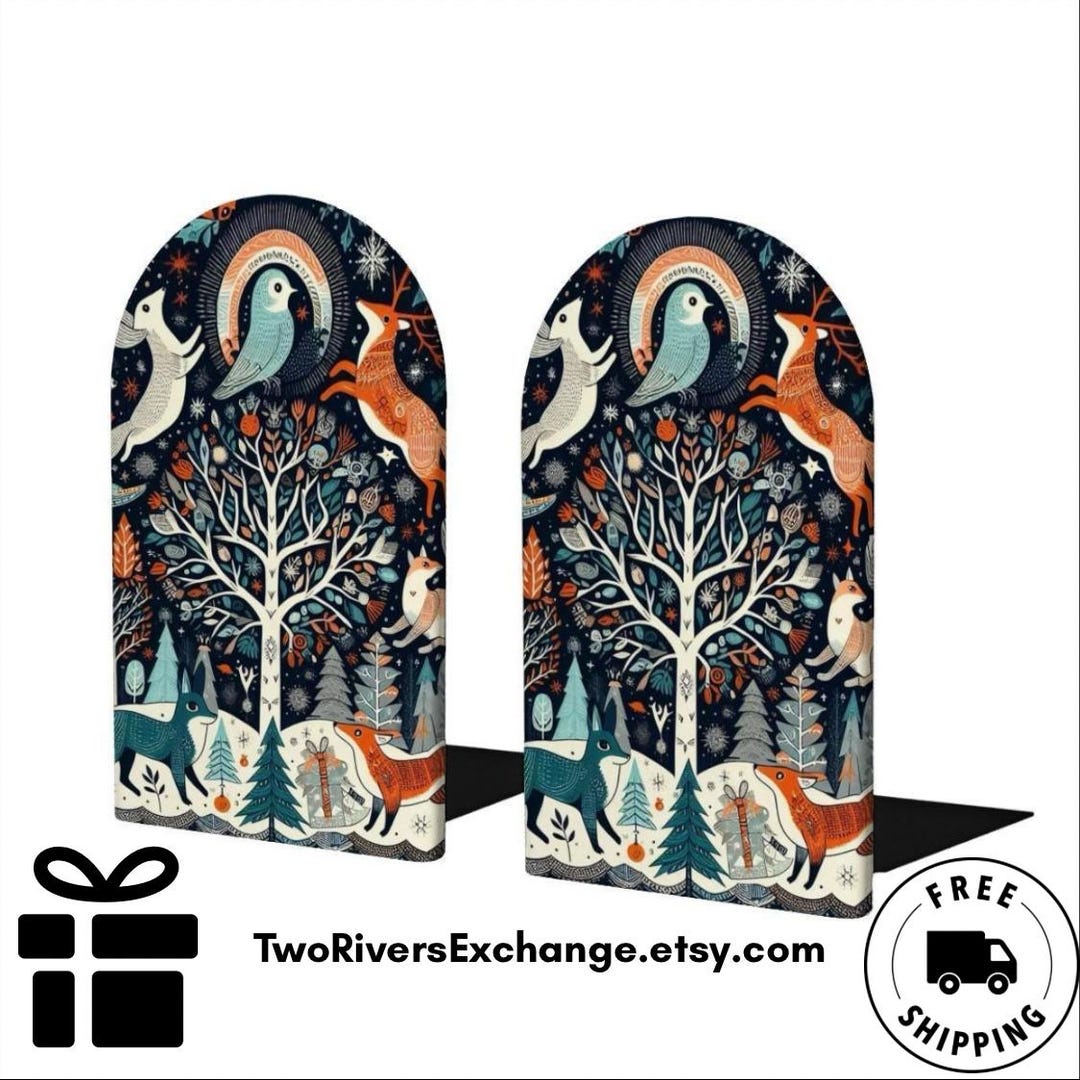 Book Nook Bookends in Woodland Critters Tree of Life, Reader Gift ...