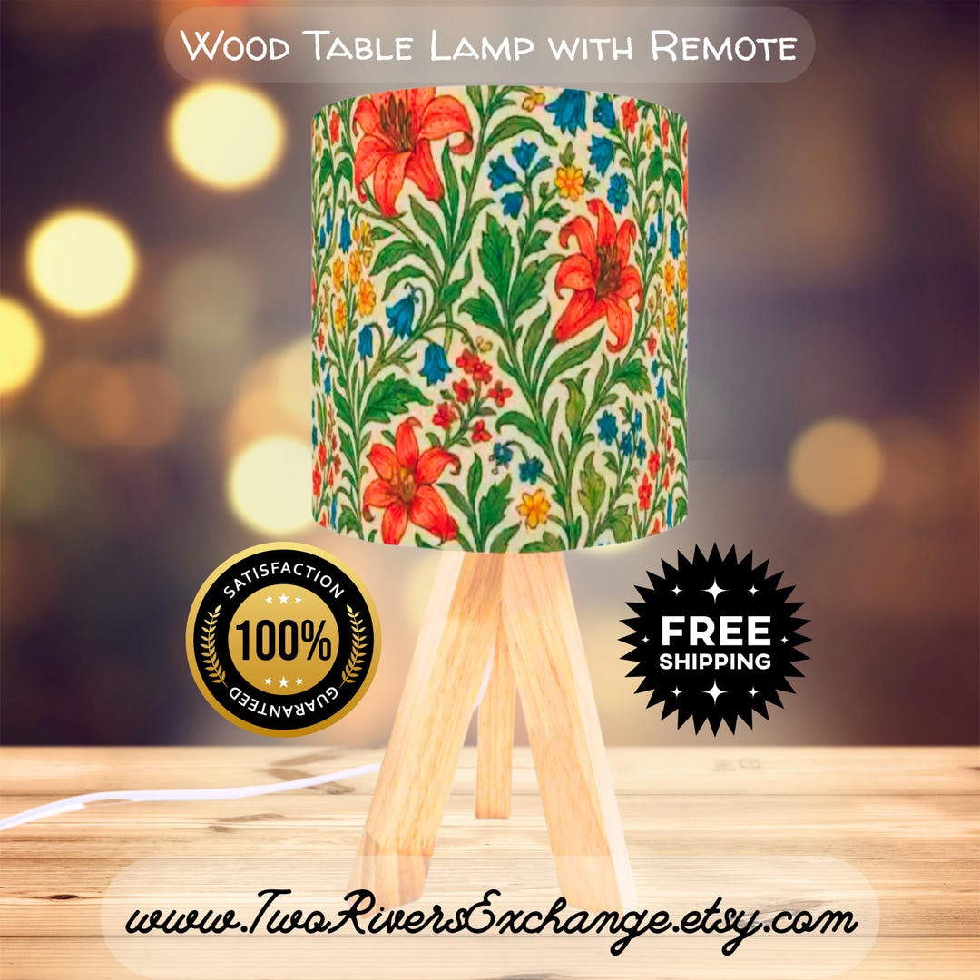 Lily Garden Table Lamp With Arts and Crafts Cottagecore Flower Linen ...