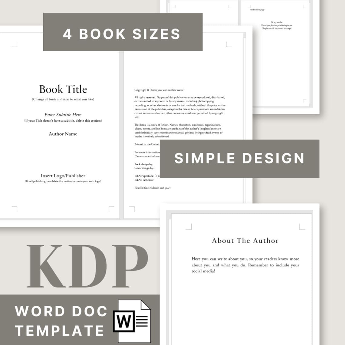 MS Word Book Template for KDP. Fiction Self Publish Help Guide. One ...