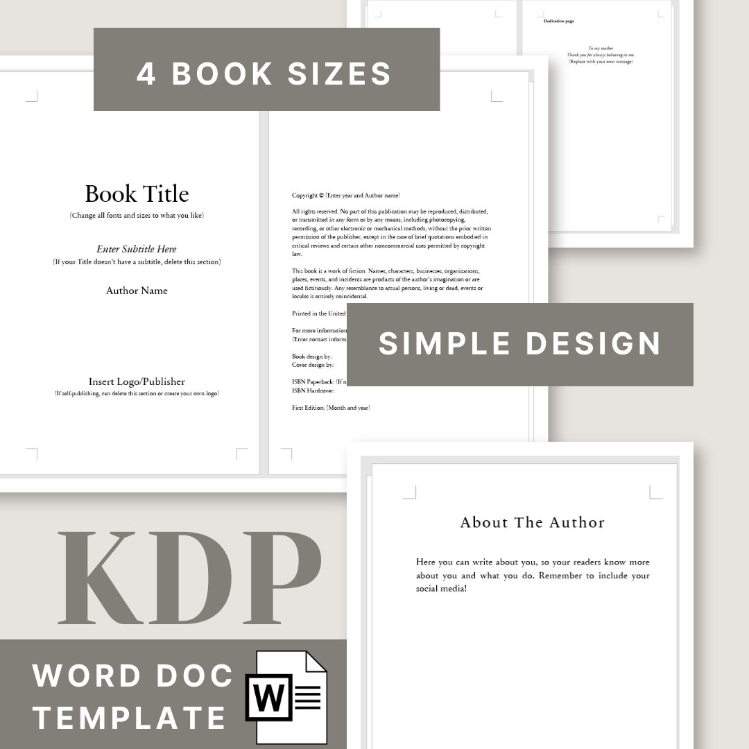 MS Word Book Template for KDP. Fiction Self Publish Help Guide. One ... MS Word Book Template for KDP. Fiction Self Publish Help Guide. One ...