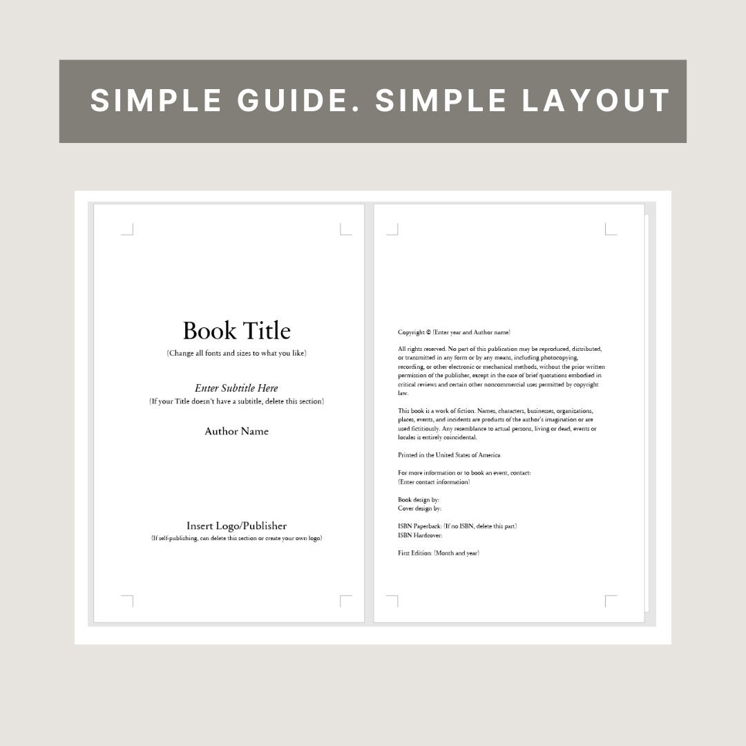 MS Word Book Template for KDP. Fiction Self Publish Help Guide. One ... MS Word Book Template for KDP. Fiction Self Publish Help Guide. One ...