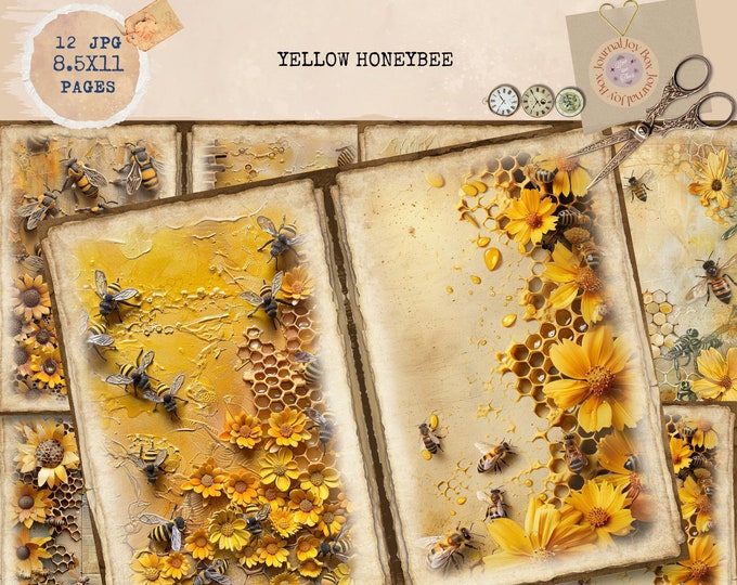 Bee Junk Journal Printable, Vintage Paper, Old Bees Collage, Craft Kit ...