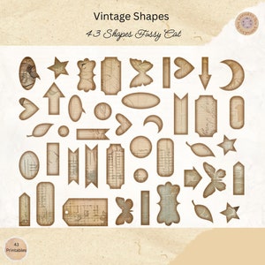 Vintage Junk Journal Shapes, Printable Shapes Fussy Cuts, Digital ...