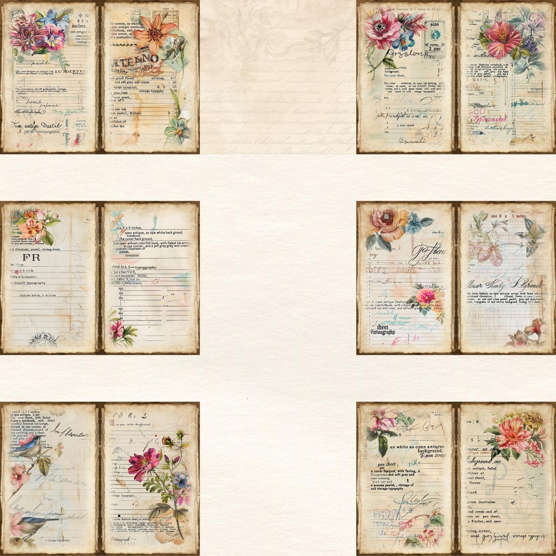 Junk Journal Printable, Vintage Old Pages Junk Journal, Vintage Junk ...