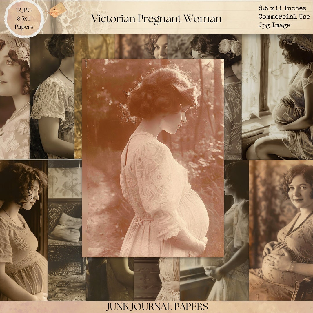Victorian Pregnant Woman Junk Journal Pages, Digital Scrapbook Paper ...