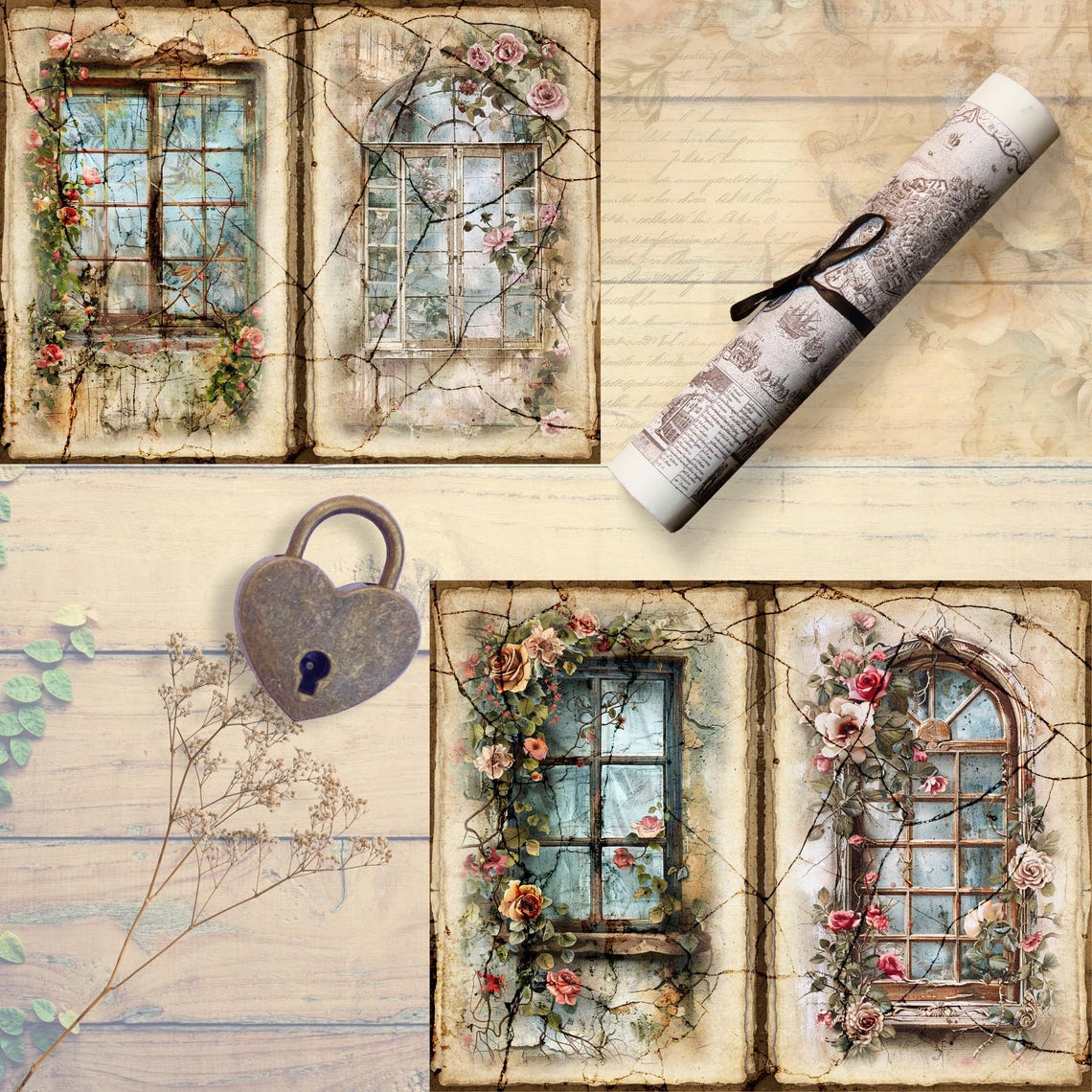 Junk Journal Printable, Rose Window Journal, Window Journal Pages ...