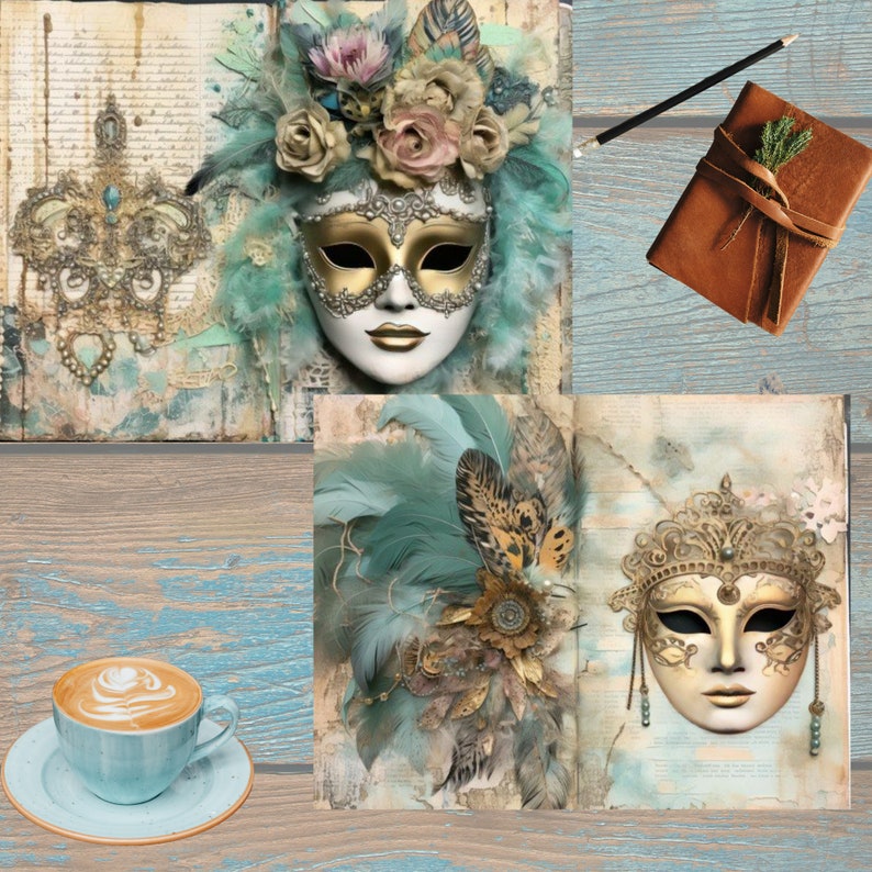 Junk Journal Printable, Masquerade Ephemera, Vintage Journal Pages ...