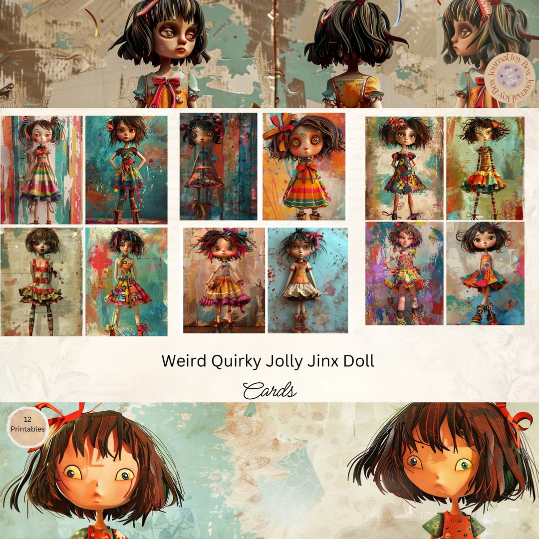 Weird Quirky Girls Junk Journal Cards, 12 Cards, Quirky Girls Printable ...