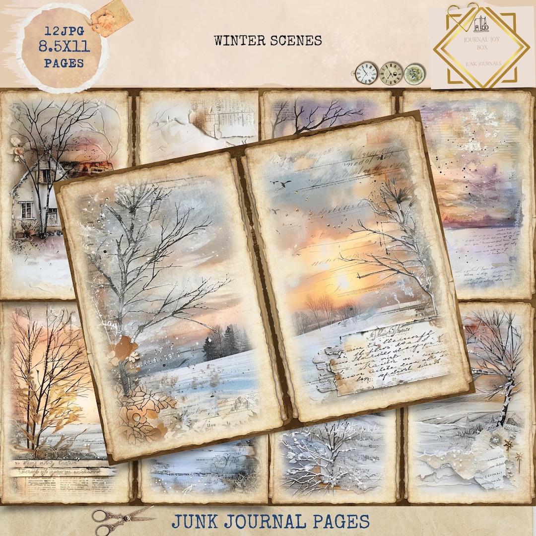 Junk Journal Printable, Vintage Winter Scenery Junk Journal Papers ...
