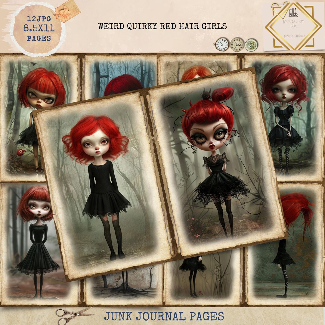Junk Journal Printable Quirky Red Hair Girl Junk Journal, Weird Quirky ...