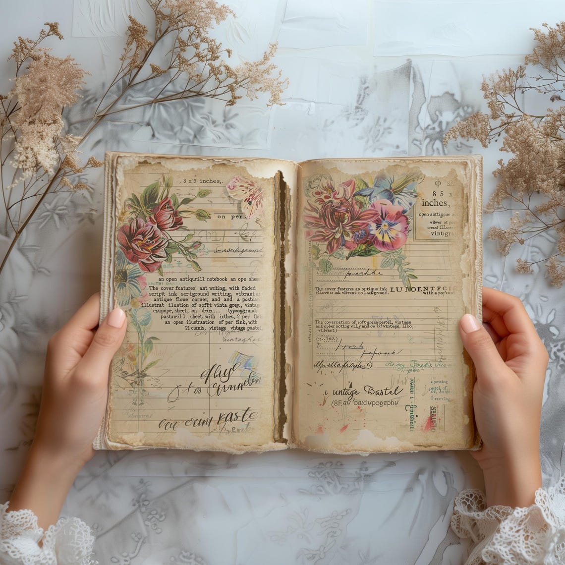 Junk Journal Printable, Vintage Old Pages Junk Journal, Vintage Junk ...