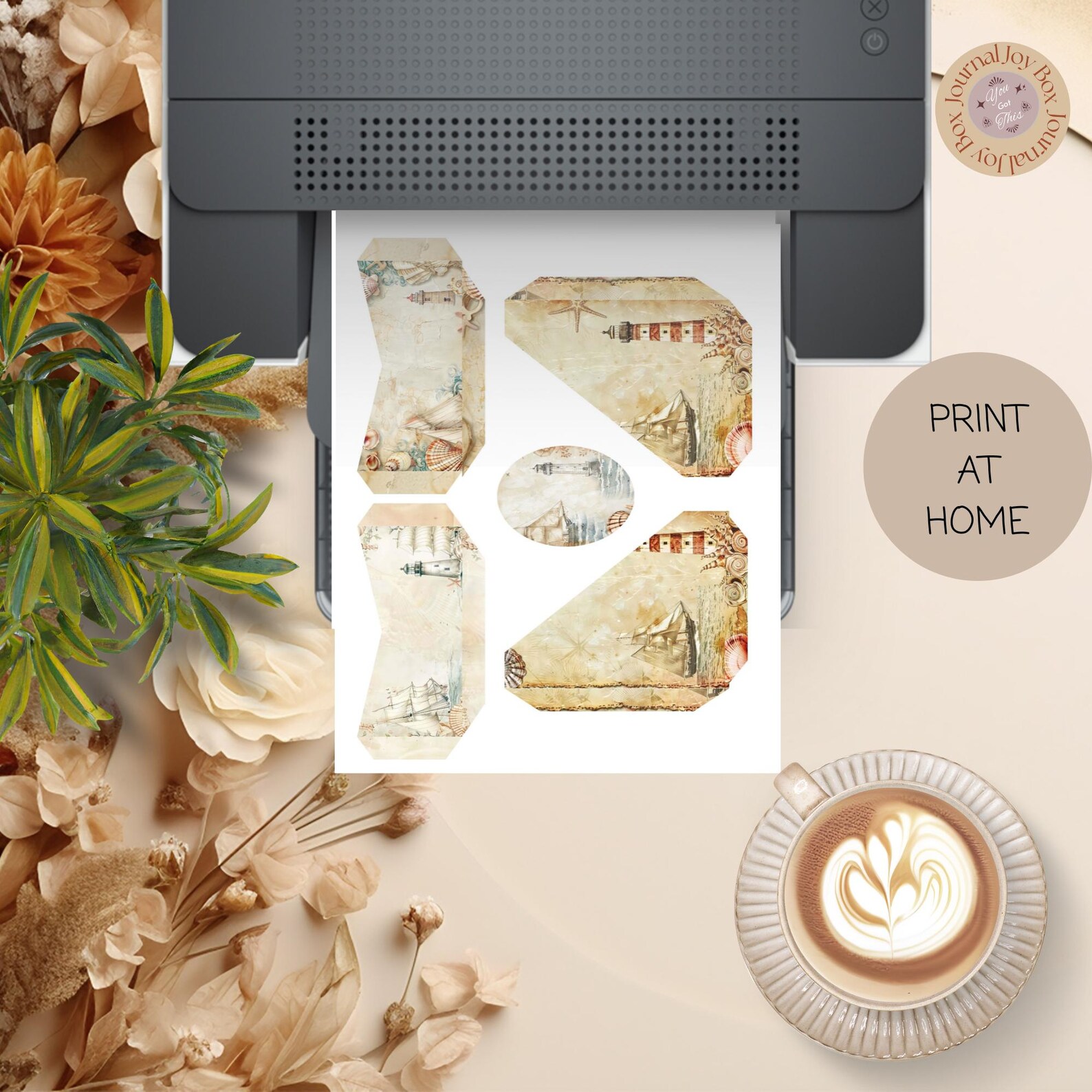 Vintage Ocean Journal Folio Mix and Match, Lighthouse Printable ...