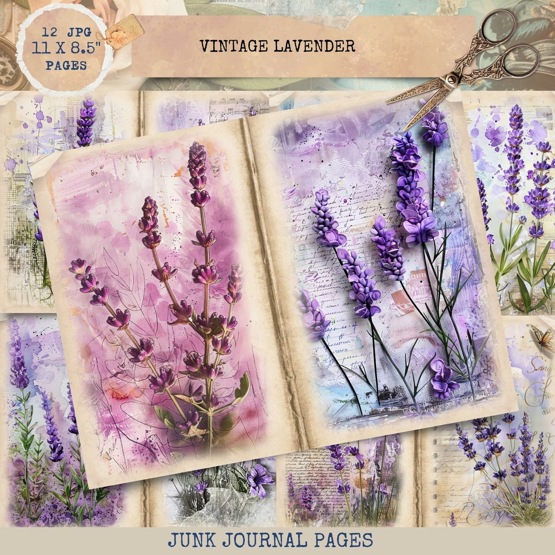 Junk Journal Printable, Vintage Lavender Journal, Vintage Journal ...
