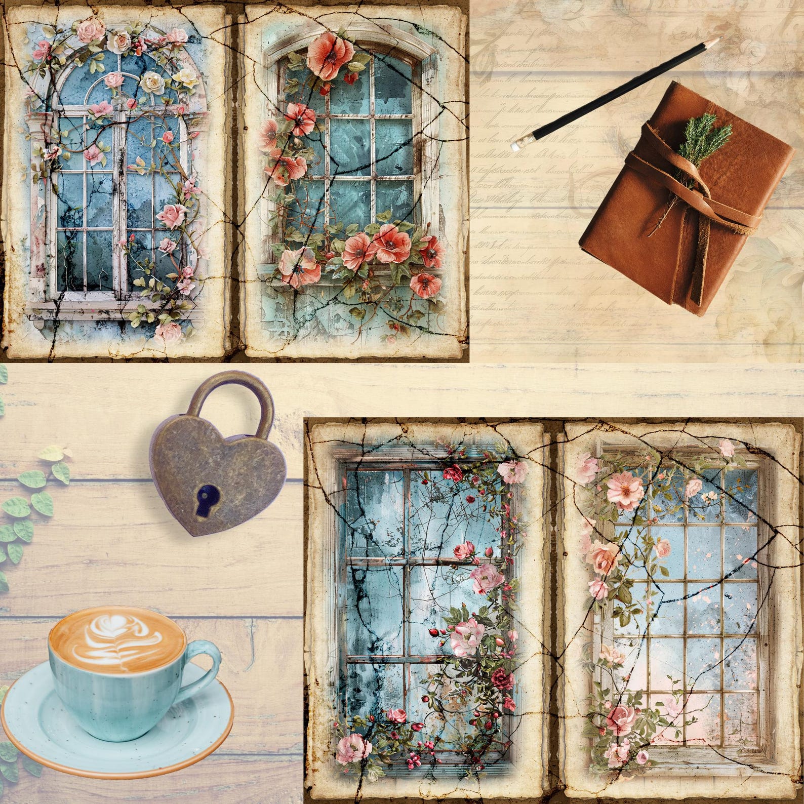 Junk Journal Printable, Rose Window Journal, Window Journal Pages ...