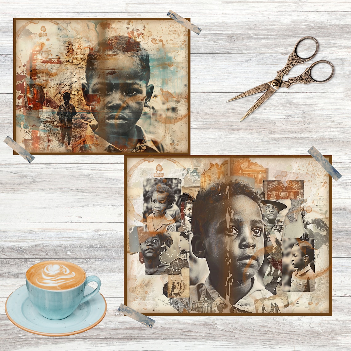 African American Collage Junk Journal Pages, Digital Scrapbook Paper ...