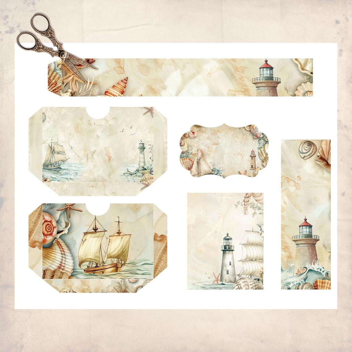 Vintage Ocean Journal Folio Mix and Match, Lighthouse Printable ...