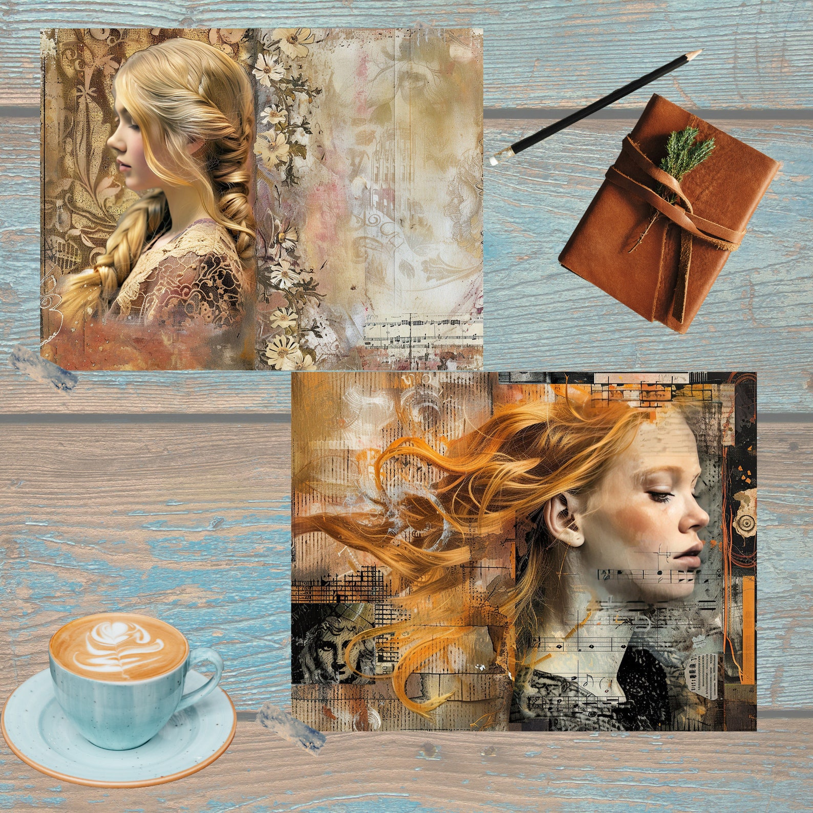 Junk Journal Printable, Ginger Muse, Vintage Journal Papers, Ginger ...