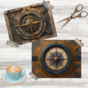 Junk Journal Printable, Vintage Compass, Compass Journal Papers, Old ...