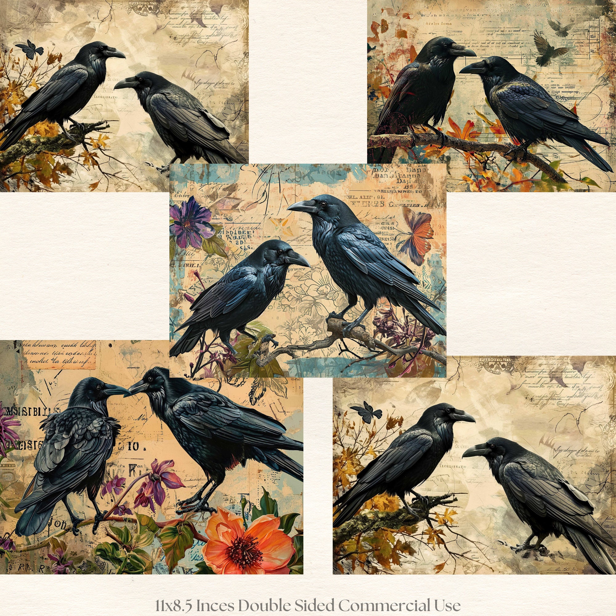 Black Raven Junk Journal, Vintage Crow Pages, Bird Junk Journal ...