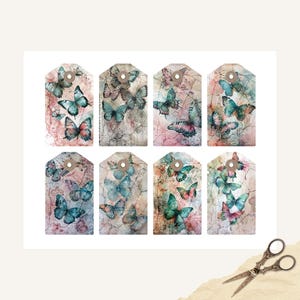 Pastel Butterfly Junk Journal Tags and Mini Envelopes, Butterfly's ...