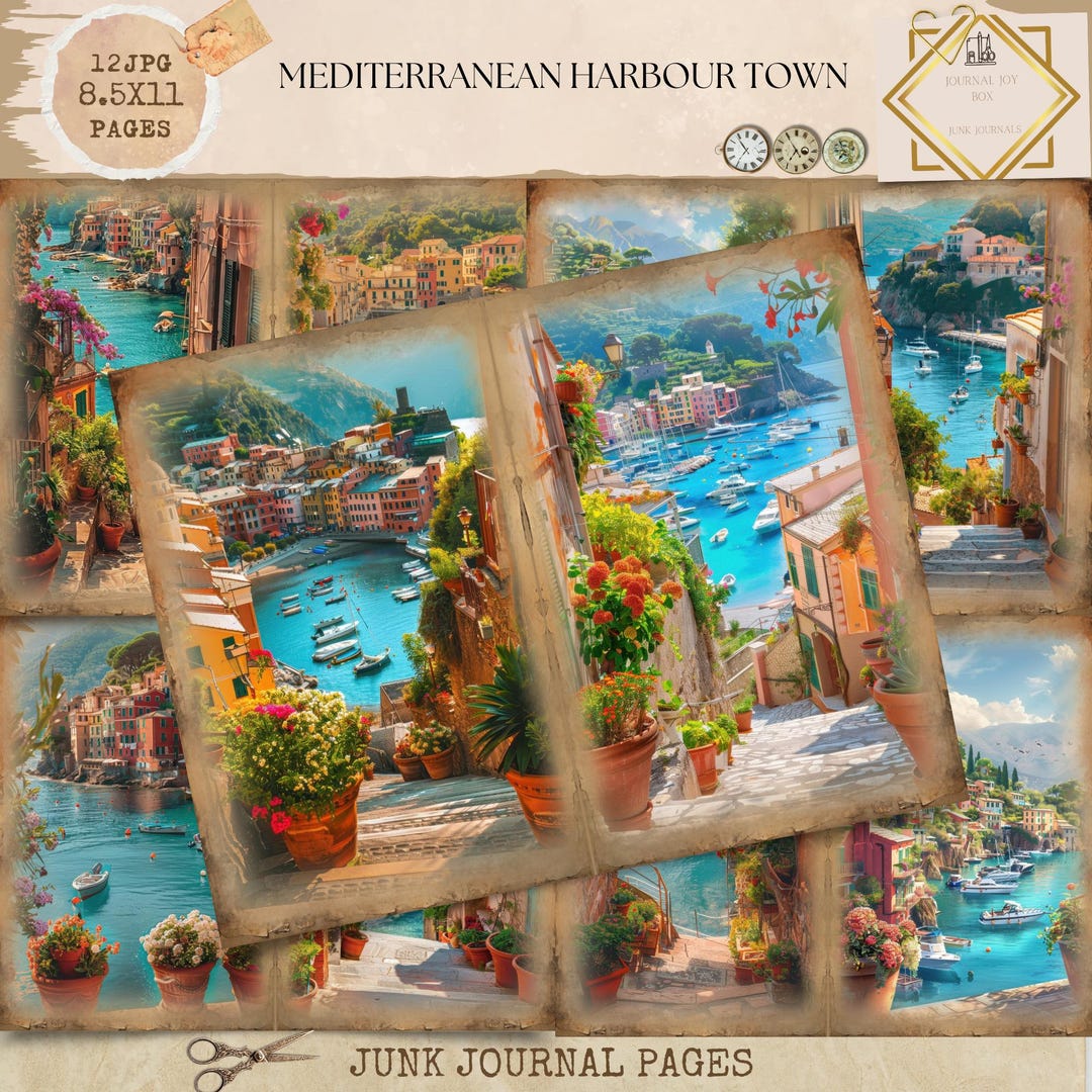 Mediterranean Harbor Town Journal, Junk Journal Printable ...