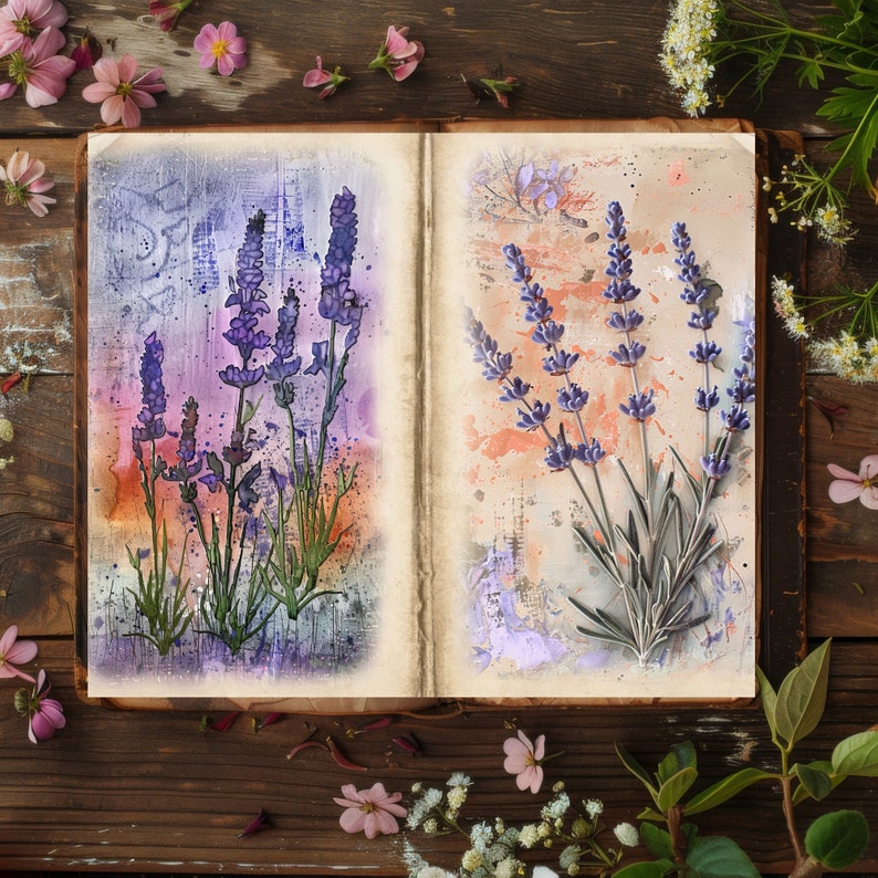 Junk Journal Printable, Vintage Lavender Journal, Vintage Journal ...