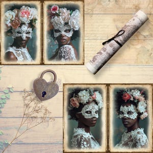 African American Mask Beauties Junk Journal Pages, Digital Scrapbook ...