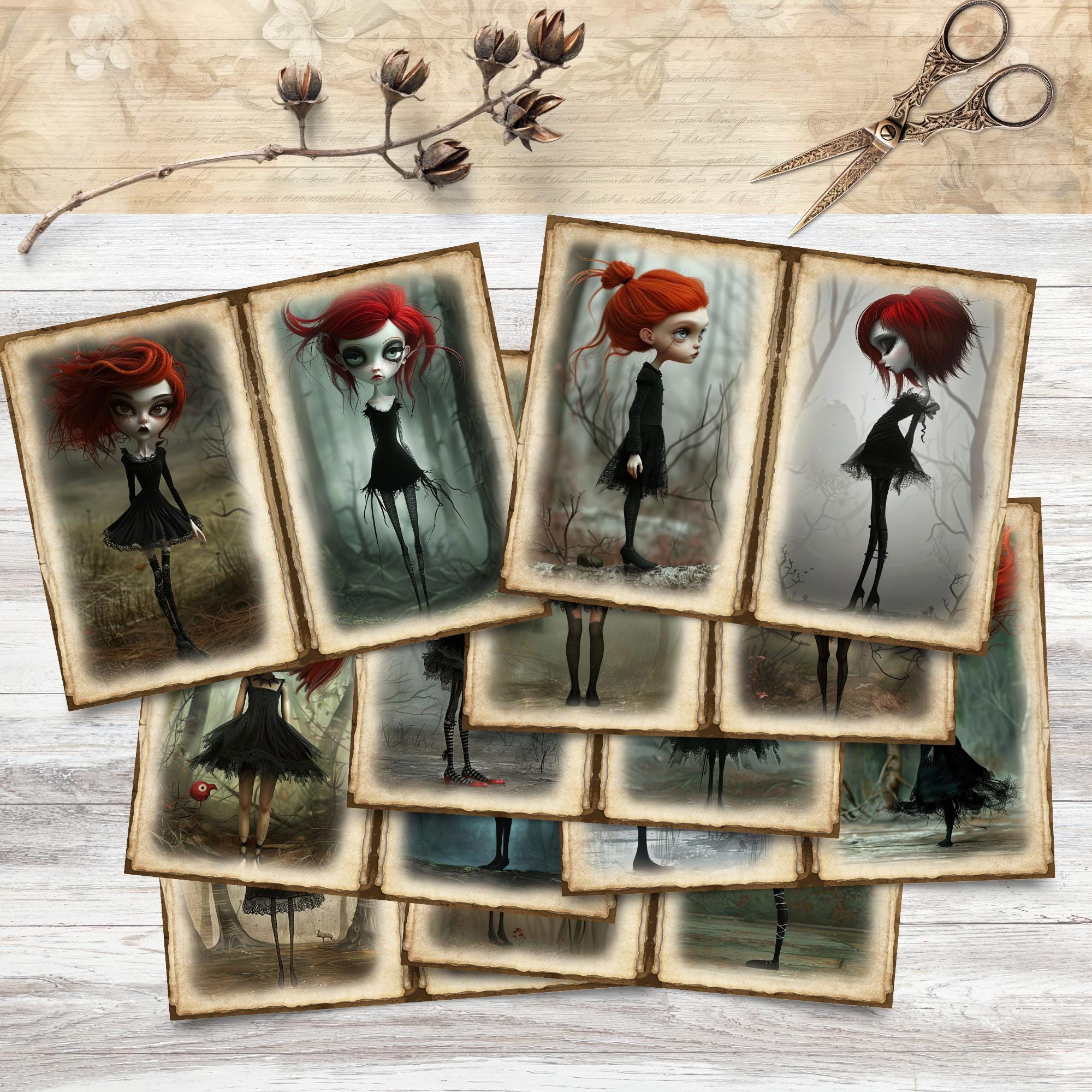 Junk Journal Printable Quirky Red Hair Girl Junk Journal, Weird Quirky ...