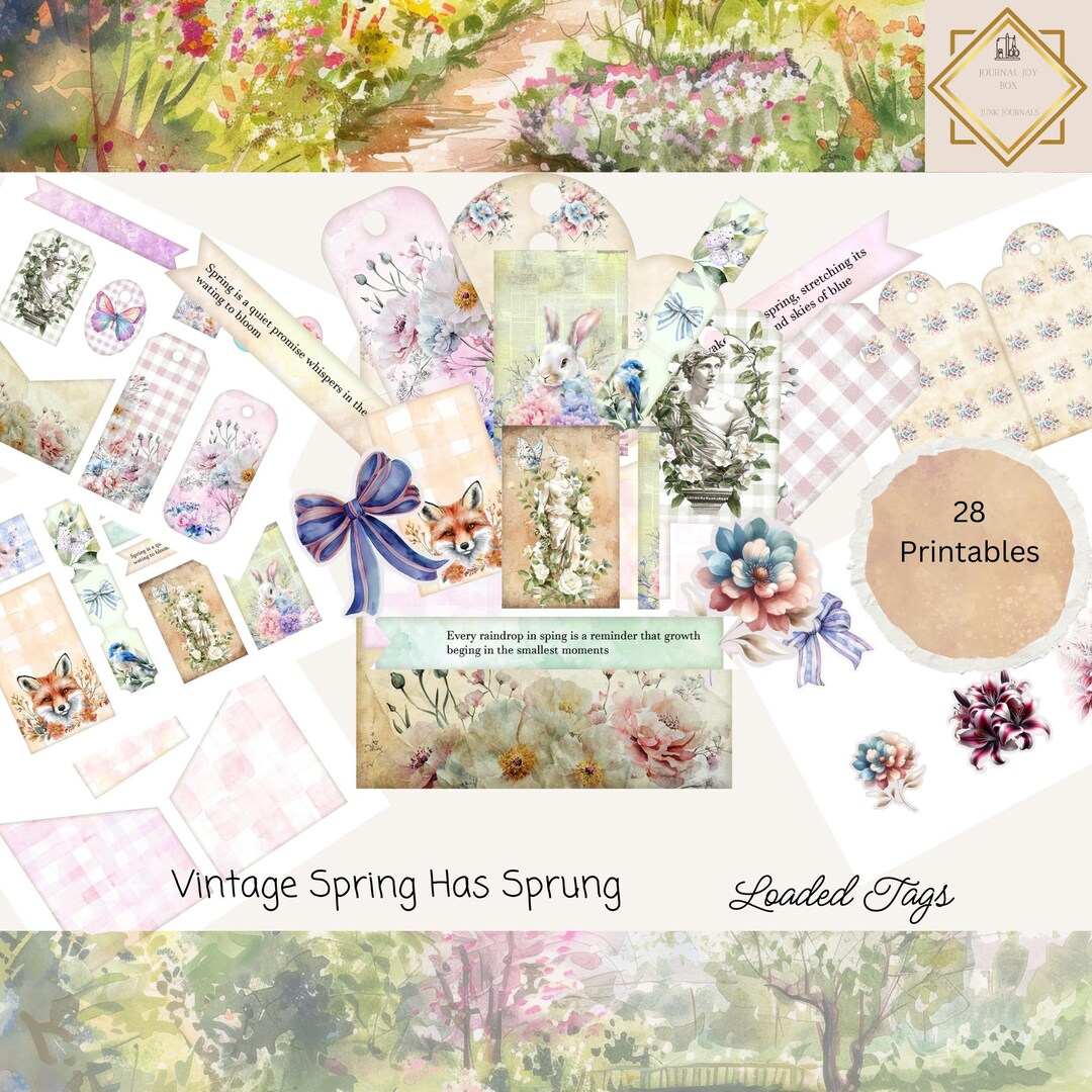 Loaded Tag Printable, Spring Has Sprung Tags, Victorian Flowers ...