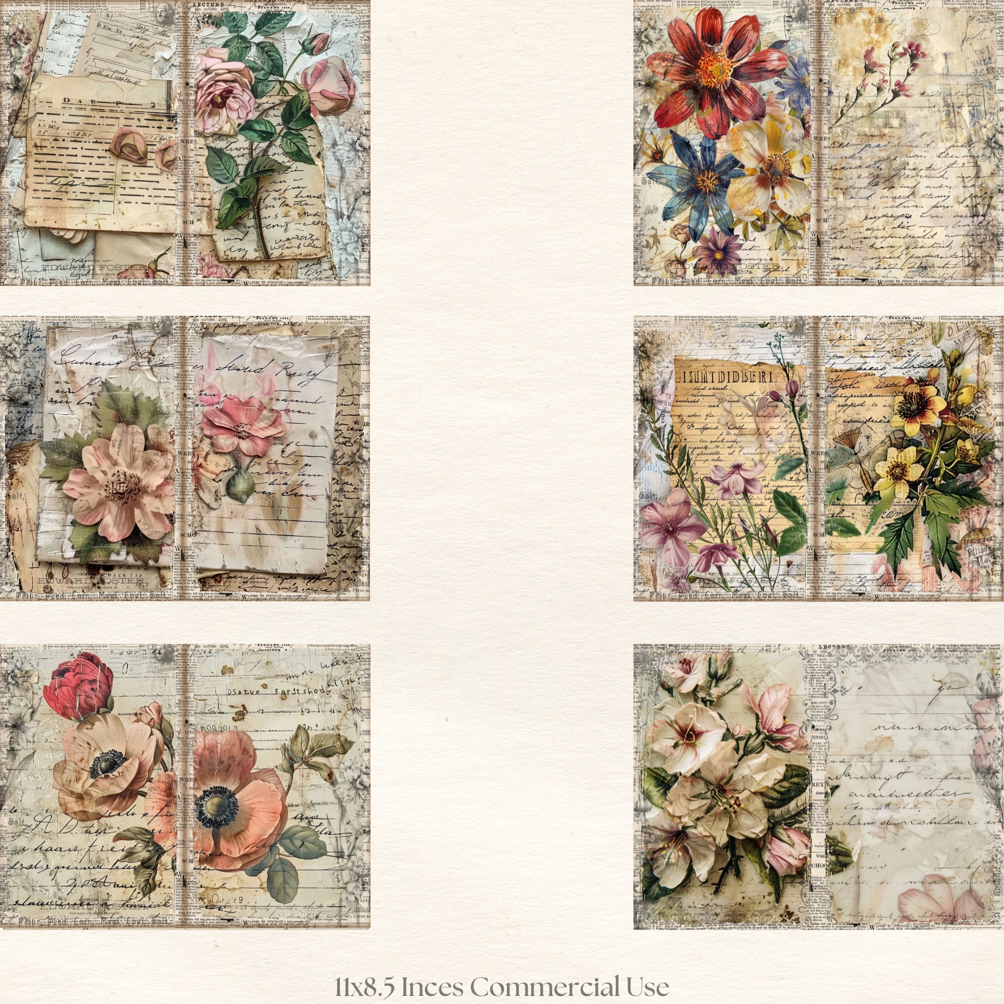 Junk Journal Printable, Vintage Floral Journal, Vintage Journal, Pedals ...
