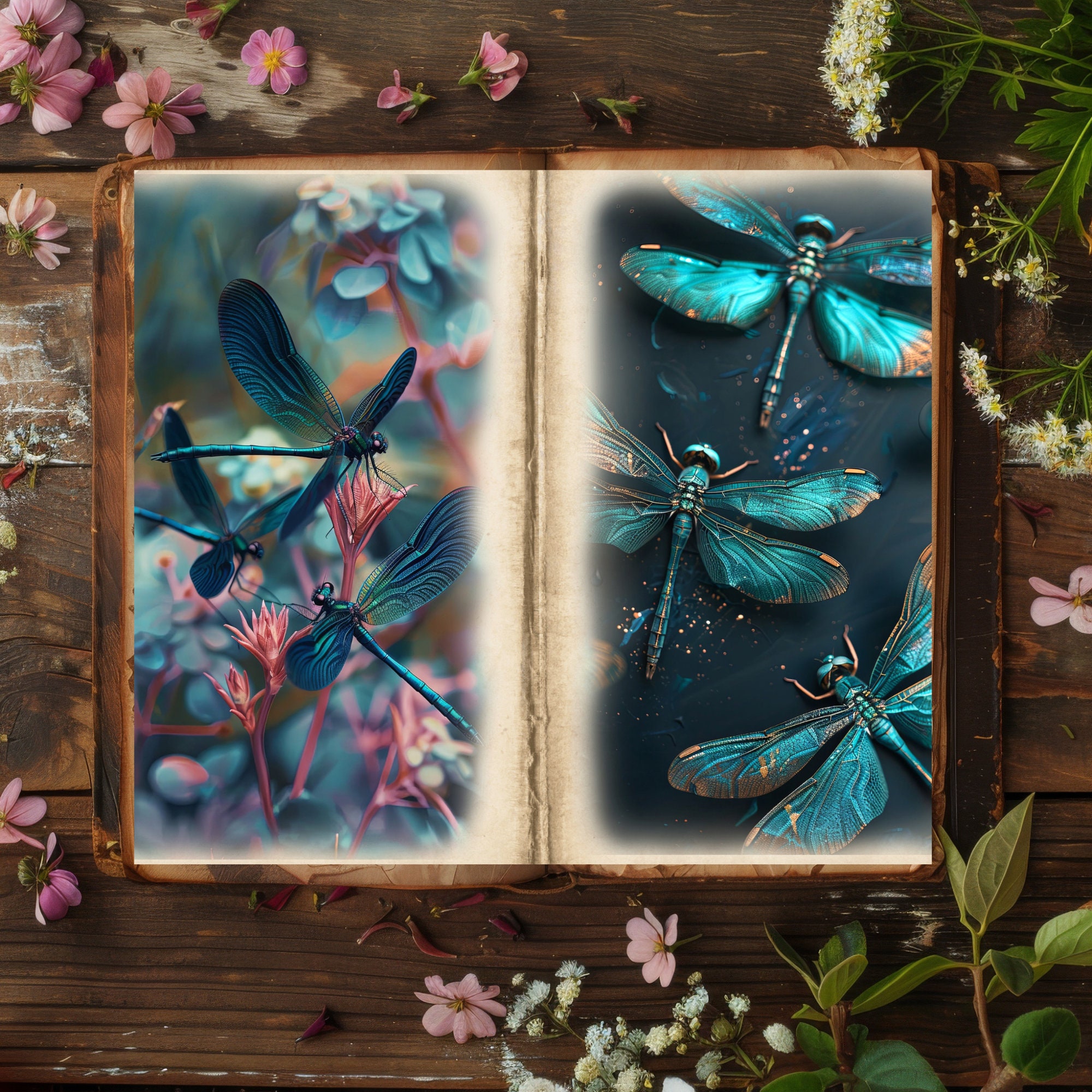 Junk Journal Printable, Dragonflies Journal, Vintage Journal Papers, Dragonfly Junk Journal ...