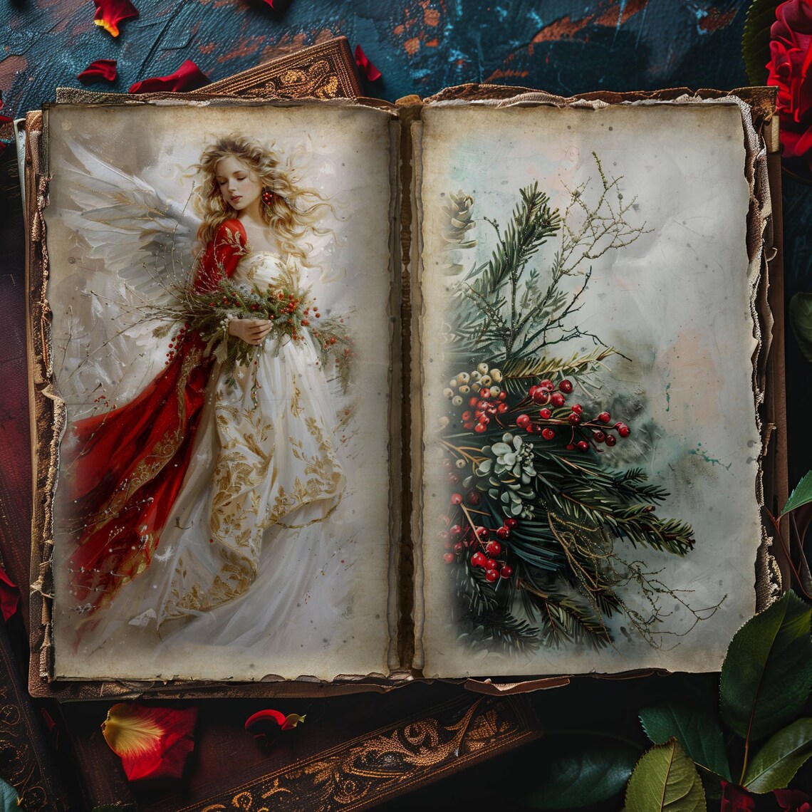 Junk Journal Printable, Vintage Christmas Angels Journal, Vintage ...