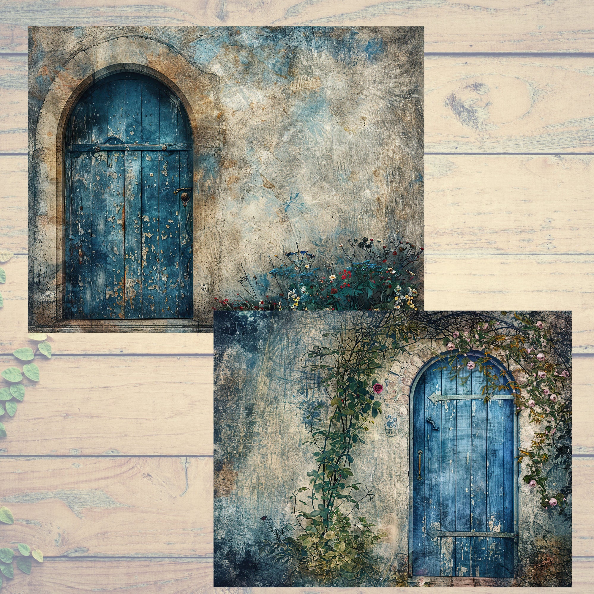 Junk Journal Printable, Wooden Blue Doors, Vintage Journal Pages, Doors ...