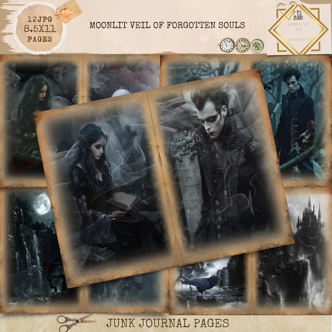 Junk Journal Printable, Gothic Vampires Journal, Graveyard Journal Page ...