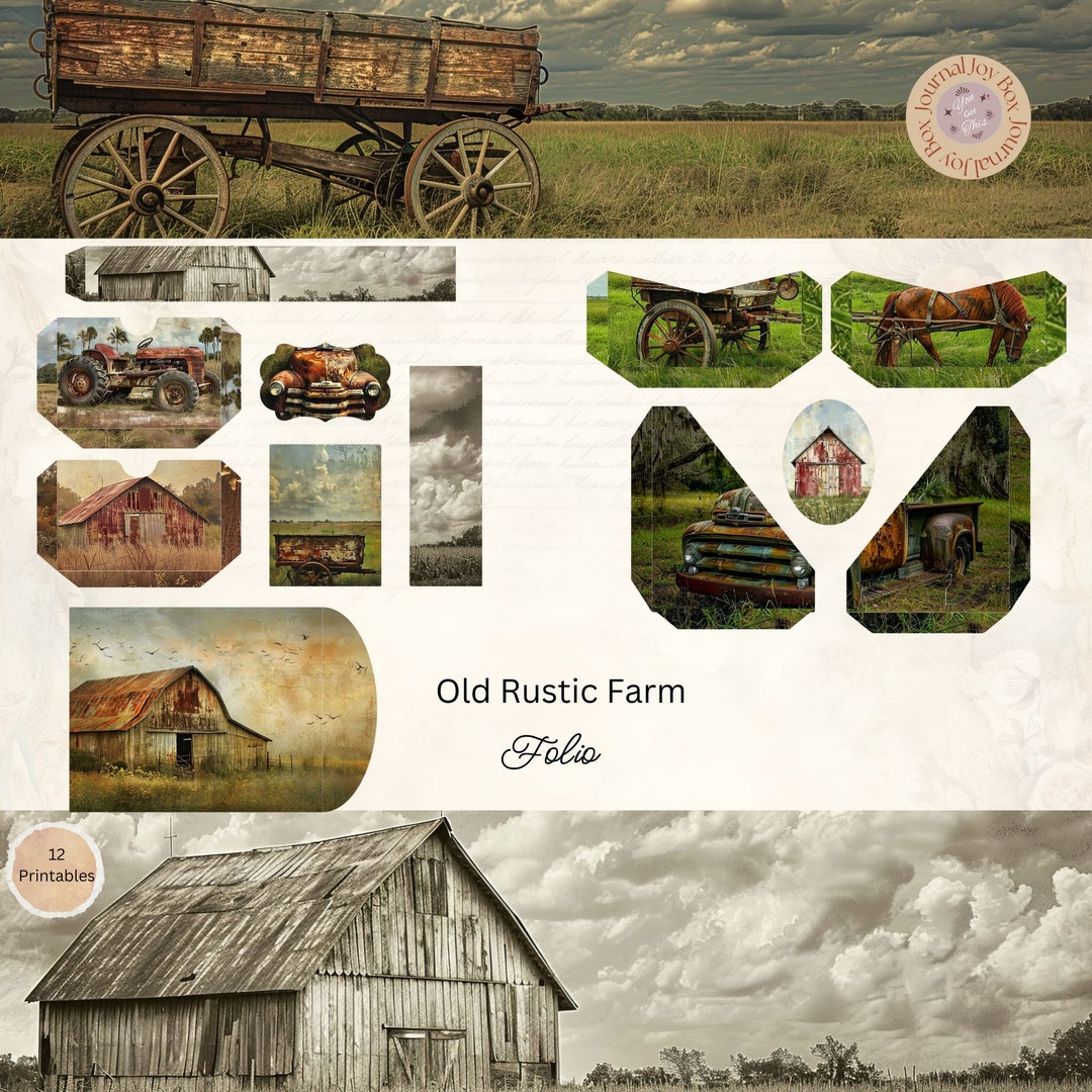 Farmers Junk Journal Folio Printable Bundle, 12 Piece Mix & Match ...