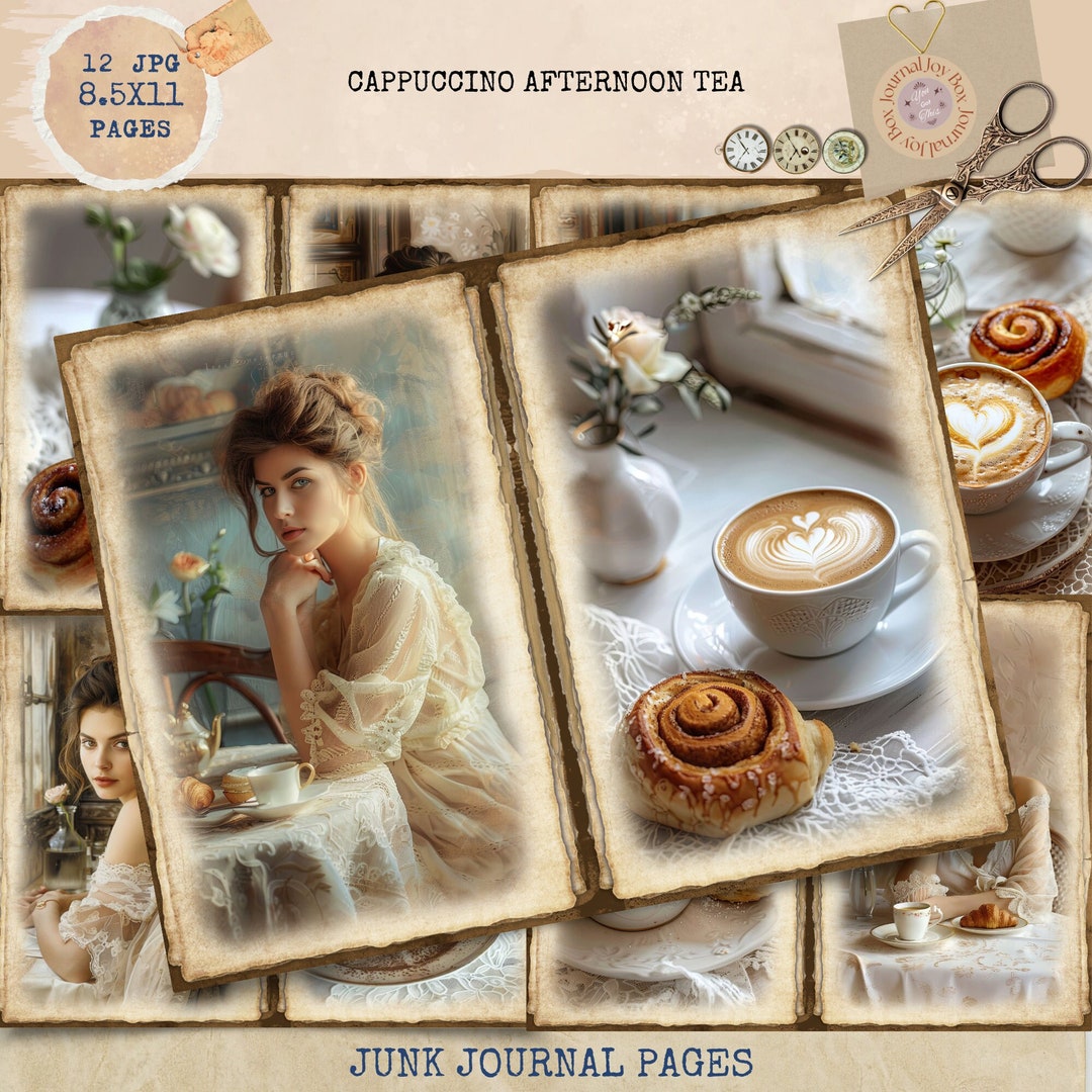 Junk Journal Printable, Vintage Ephemera, Cappuccino Afternoon Tea ...
