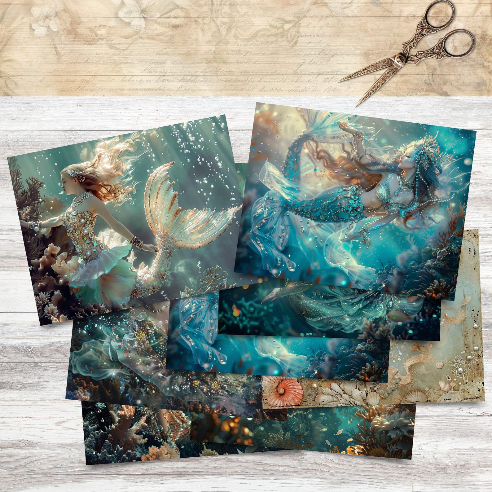 Junk Journal Printable, Mermaid Junk Journal, Mermaid Journal Papers ...