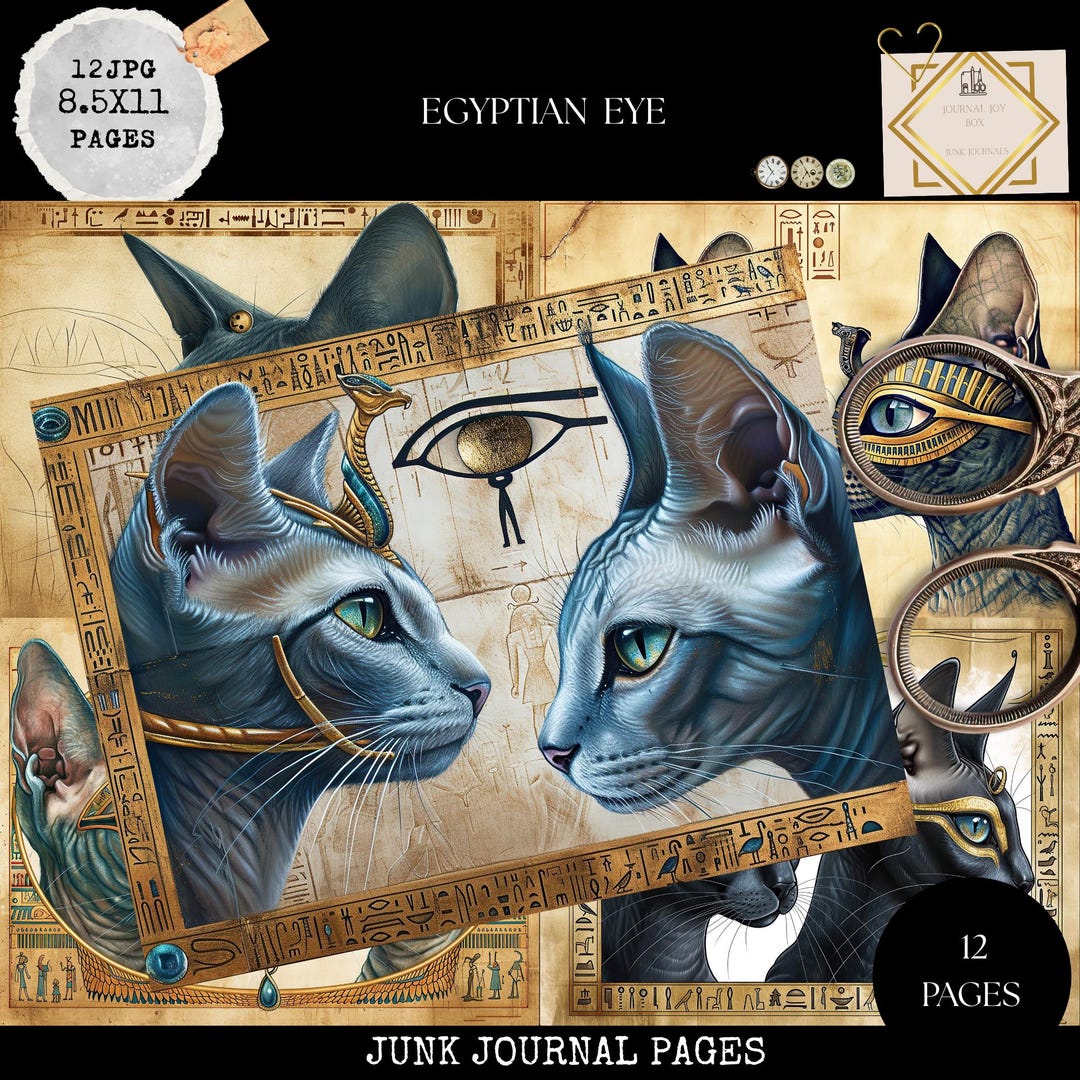 Junk Journal Printable, Egypt Cats Eye, Vintage Journal Papers, Egyptian Eye Junk Journal , Junk ...