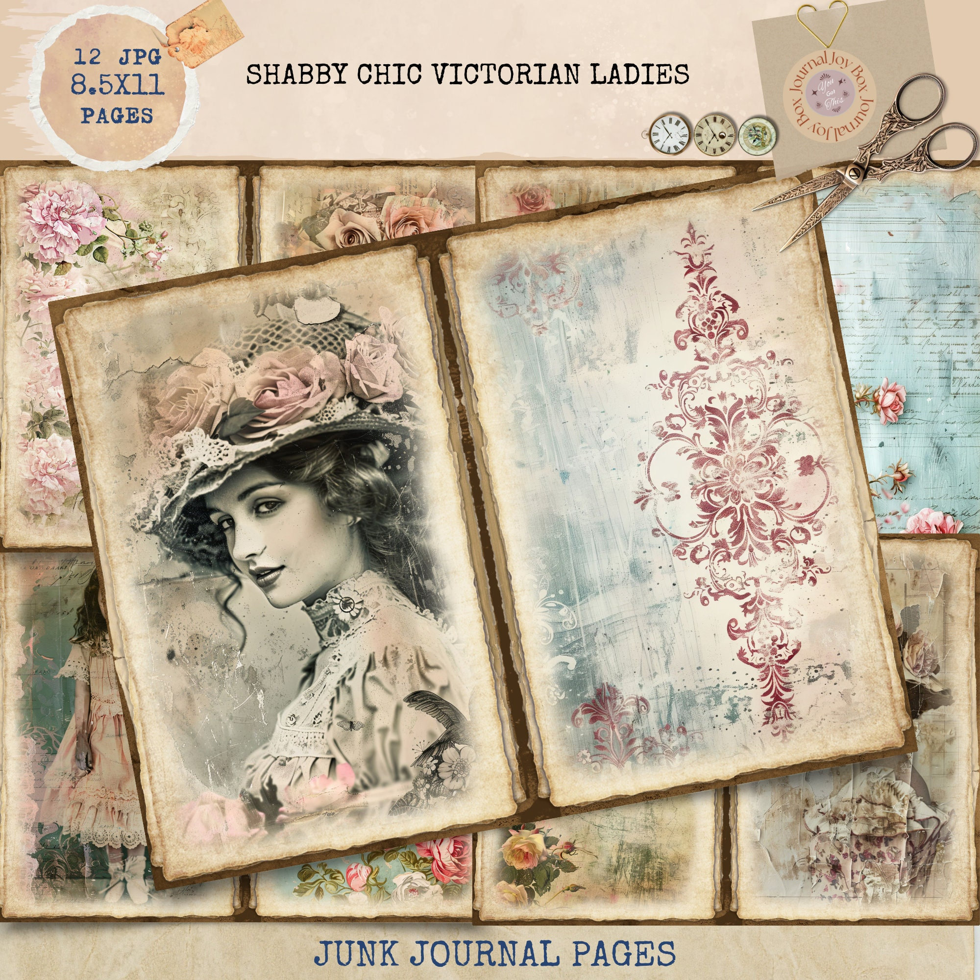 Junk Journal Printable, Victorian Ladies Journal Papers, Victorian Junk ...