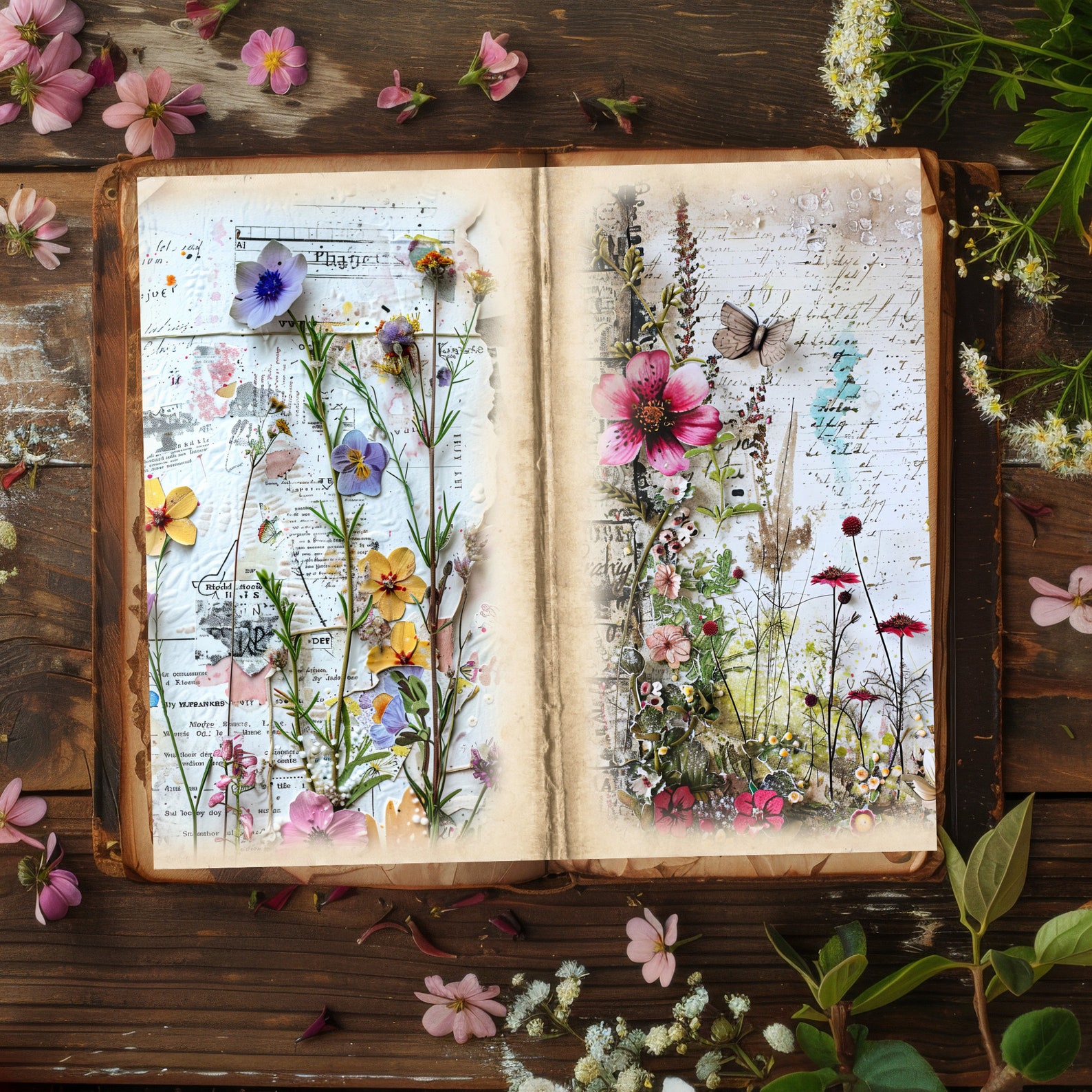 Junk Journal Printable, Wildflowers Garden Journal, Vintage Journal ...