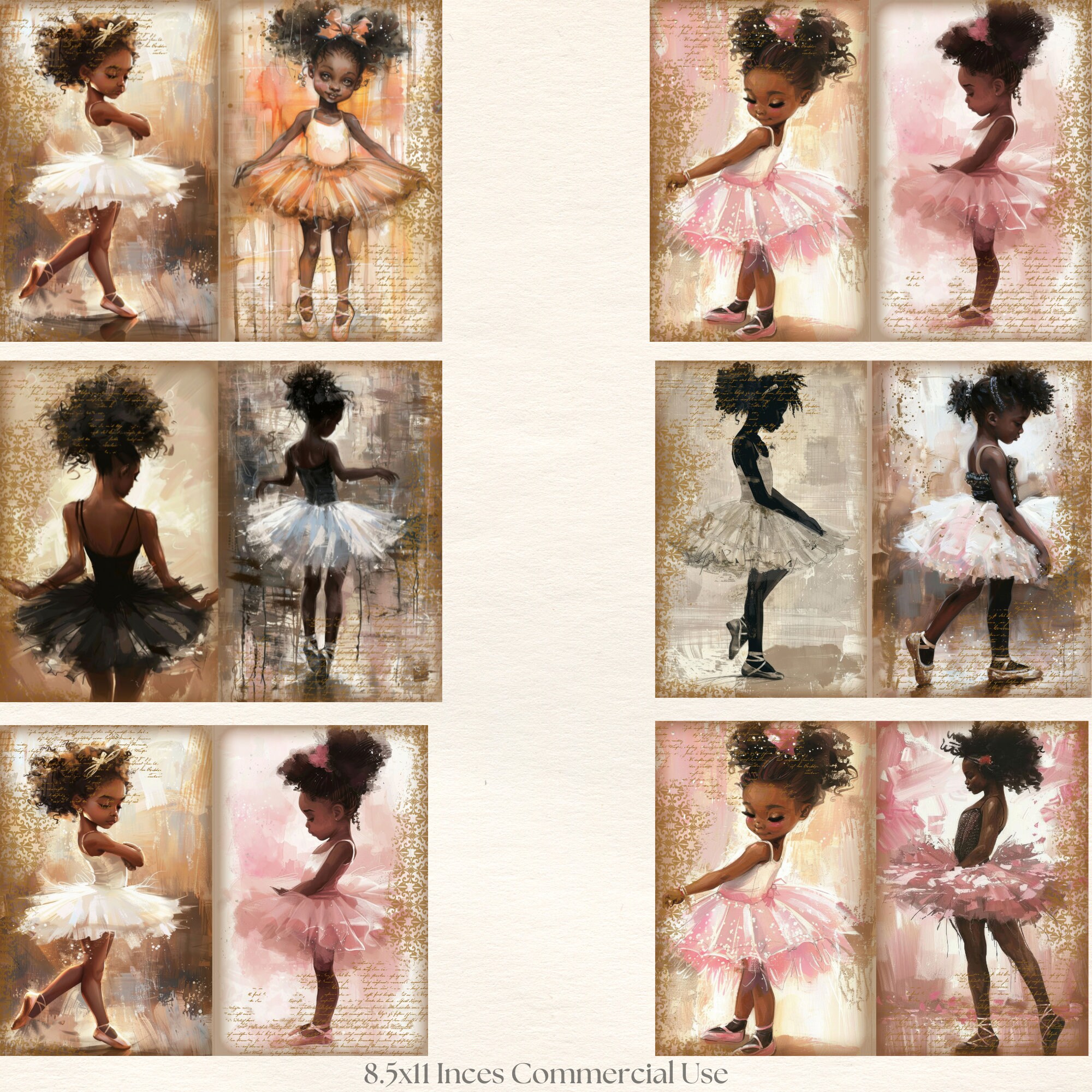 Little African American Ballerina Junk Journal Pages, Digital Scrapbook ...
