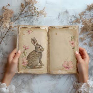 Junk Journal Printable, Bunny Rabbit Pages, Bunny Journal, Rabbit Junk ...
