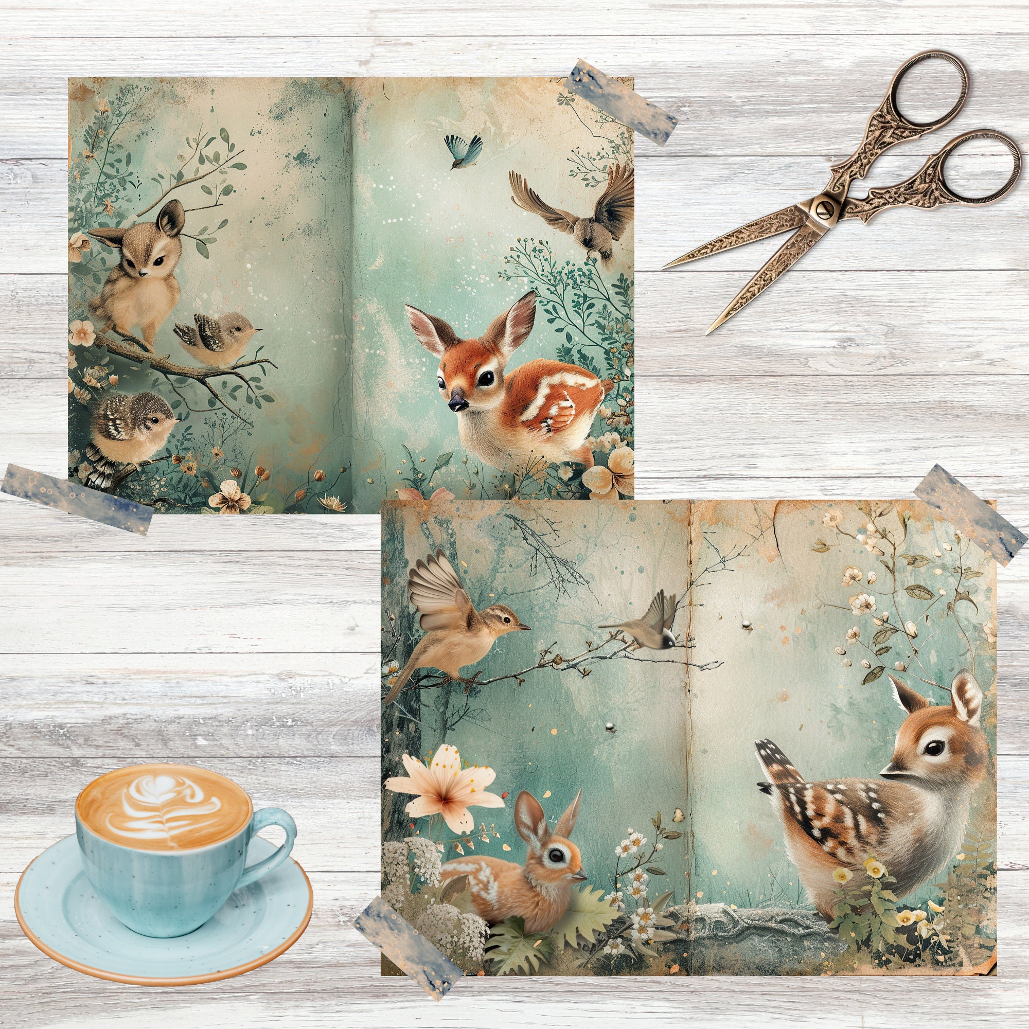 Junk Journal Printable, Whimsy Animals, Forest Animals Journal Papers ...