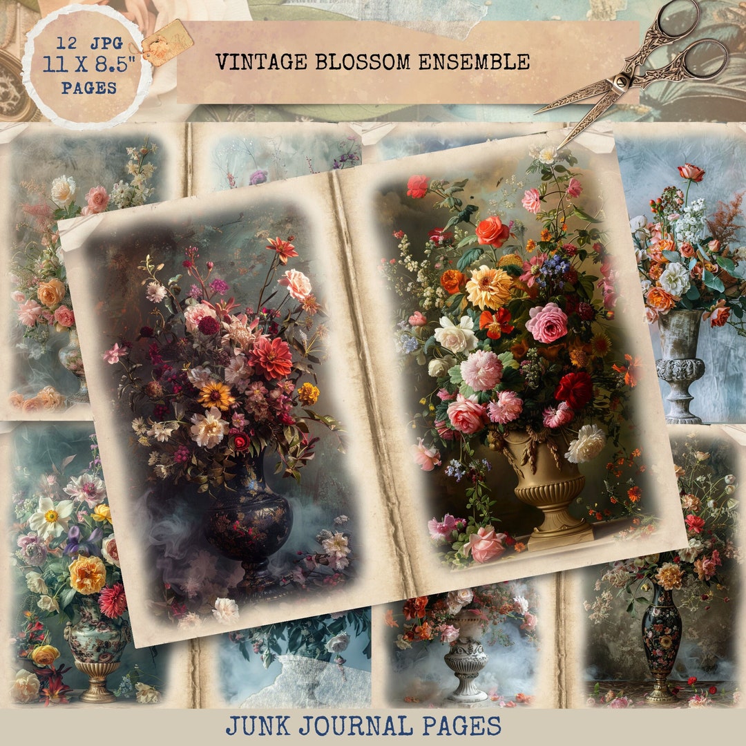 Junk Journal Printable, Vintage Floral Journal, Vintage Journal ...