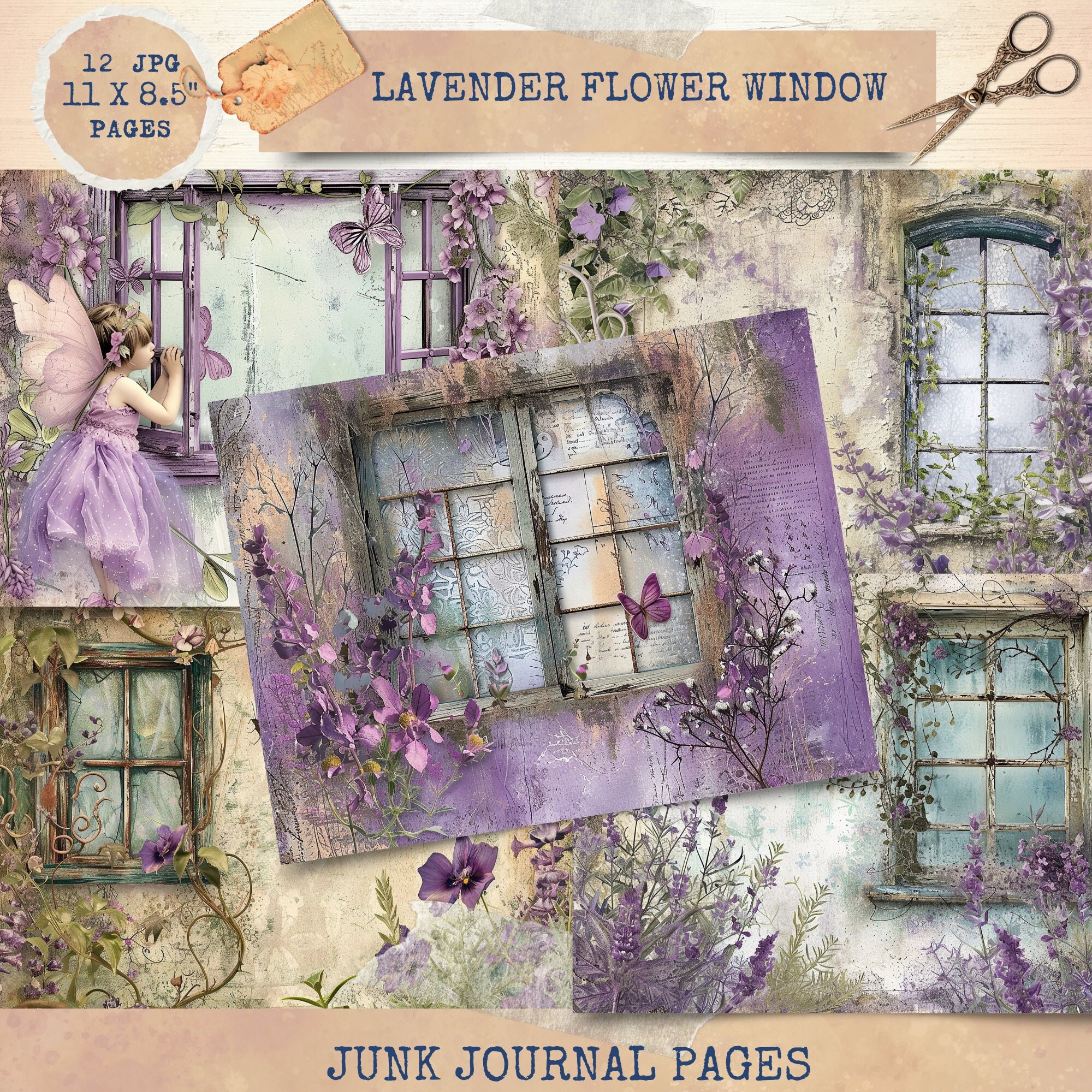 Junk Journal Printable, Lavender Window Junk Journal, Journal Pages ...