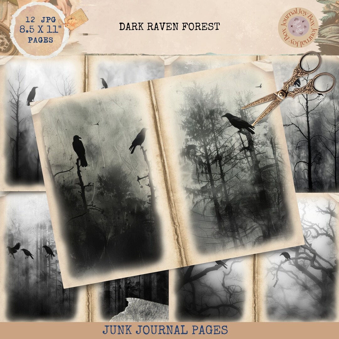 Junk Journal Printable, Dark Forest Journal, Dark Forest Ravens Journal ...