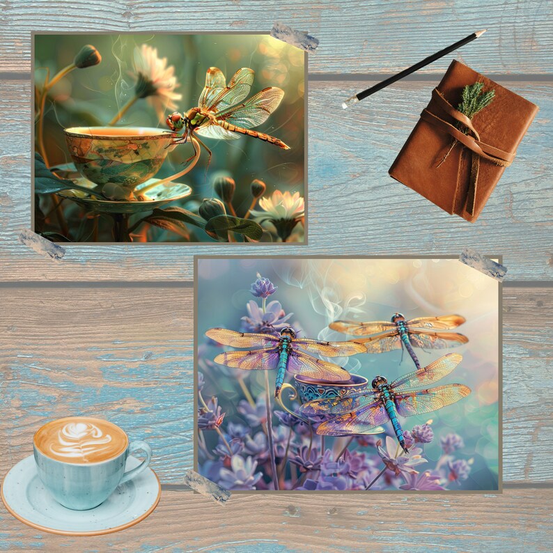 Junk Journal Printable, Tea for Two Journal, Dragonflies Journal Papers ...