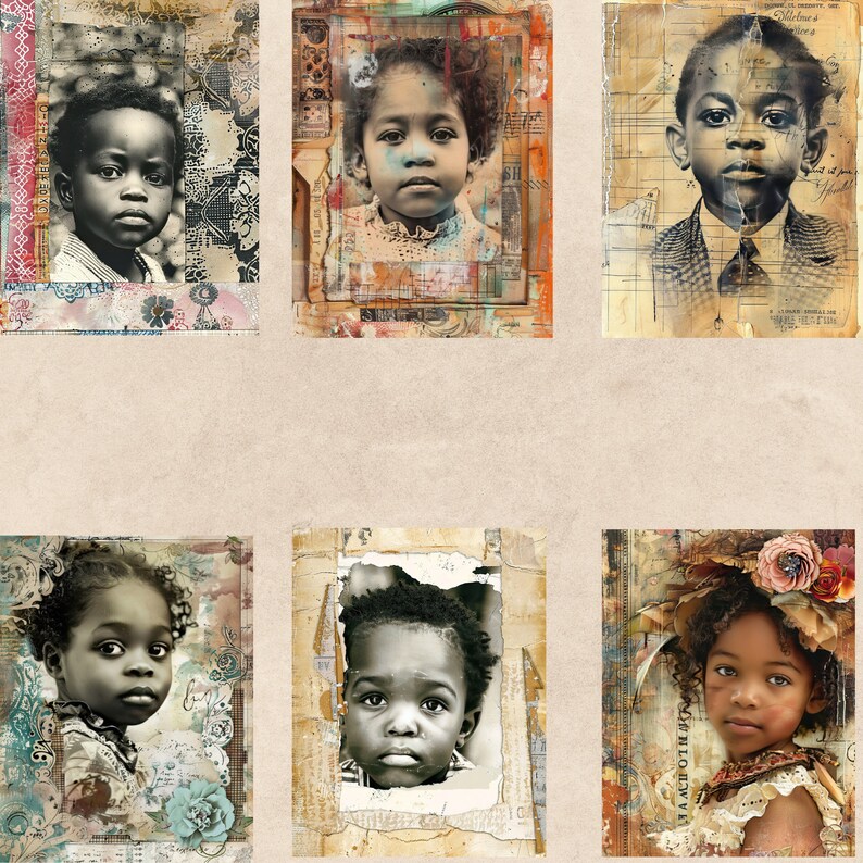 African American Kids Junk Journal Pages, Digital Scrapbook Paper ...