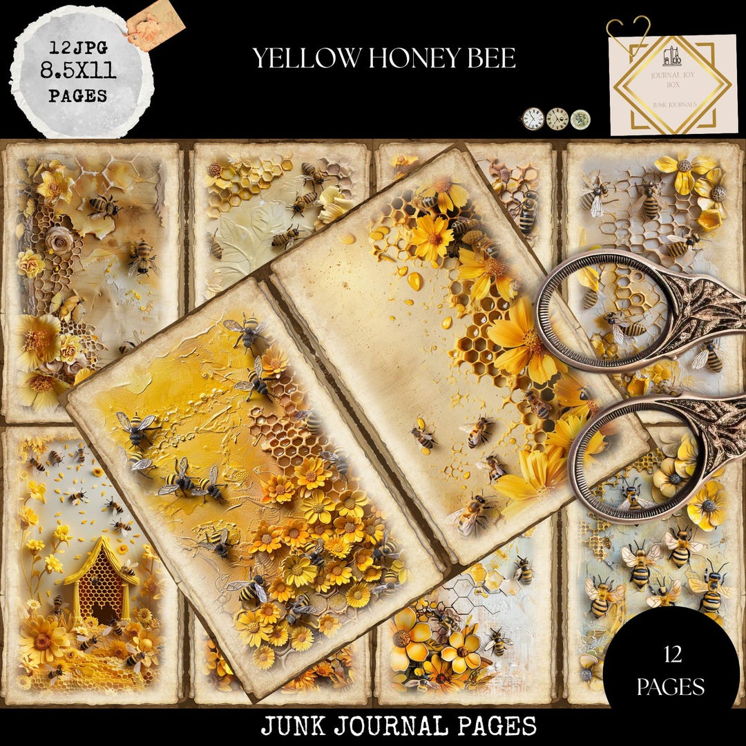 Junk Journal Printable, Yellow Honeybee Journal, Honeybees Journal ...