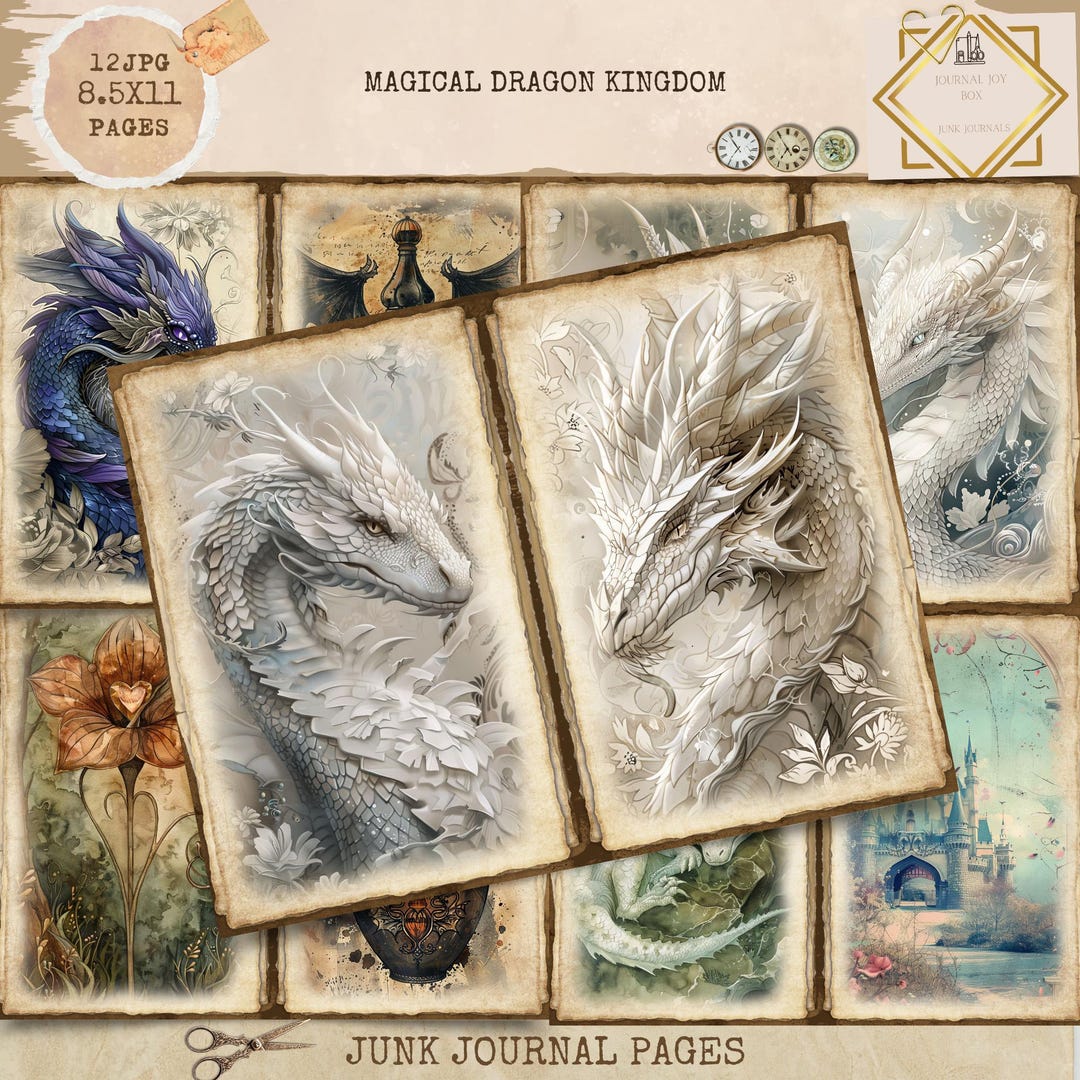 Junk Journal Printable, Dragon Journal, Dragon Kingdom Journal Pages ...